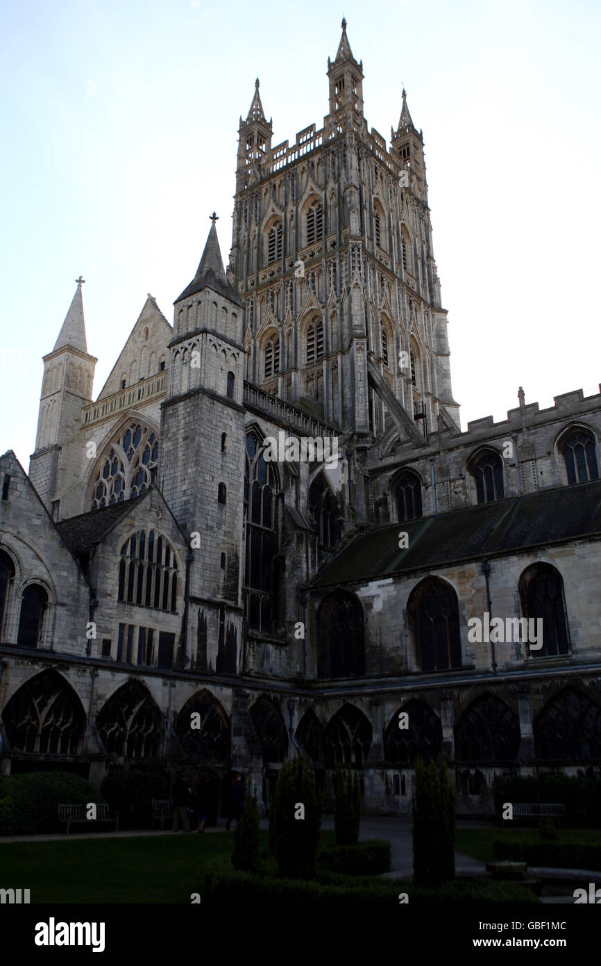 Gloucester Cathedral. A view of the exterior of Gloucester Cathedral ...