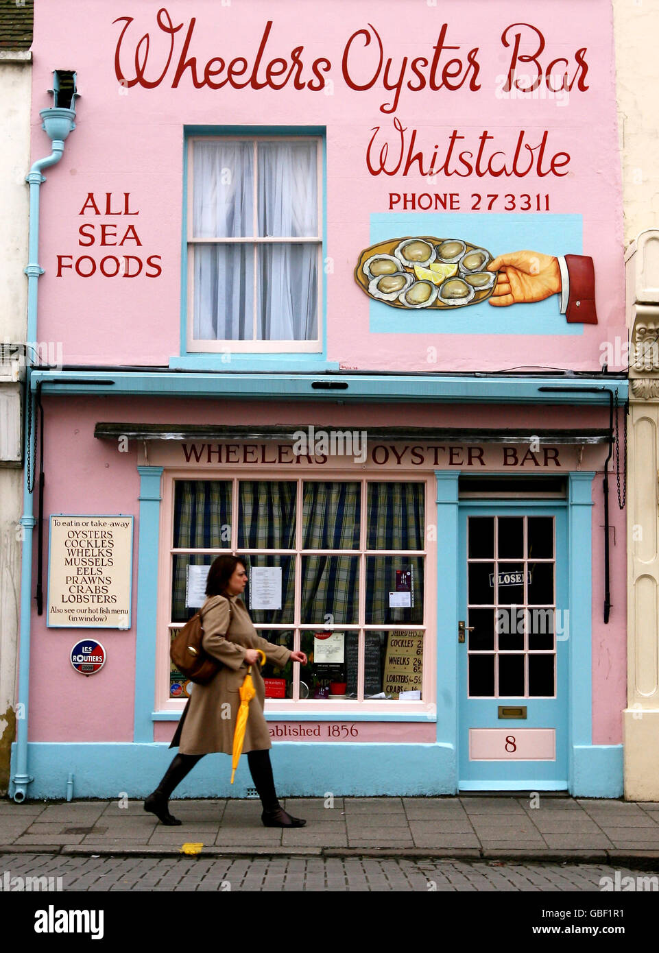 A general view of Wheelers Oyster Bar in Whitstable, Kent Stock Photo ...