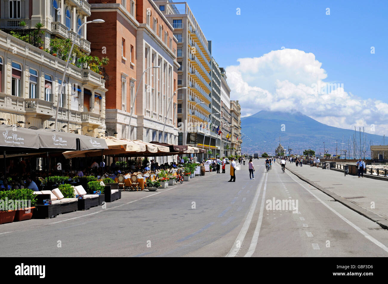 restaurants, Via Partenope, waterside promenade, Volcano Vesuvio at ...