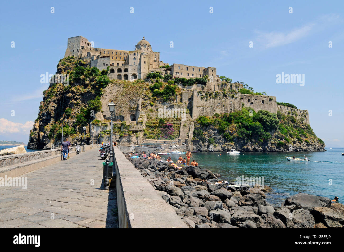 Castello Aragonese, castle, Ponte, Island of Ischia, Gulf of Naples, Campania, Italy Stock Photo ...