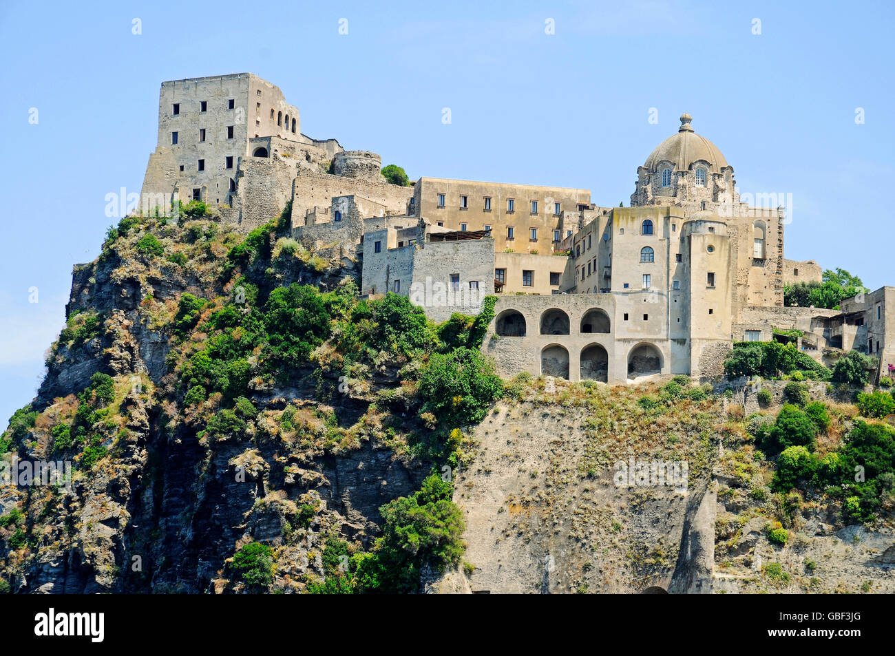 Castello Aragonese, castle, Ponte, Island of Ischia, Gulf of Naples, Campania, Italy Stock Photo ...