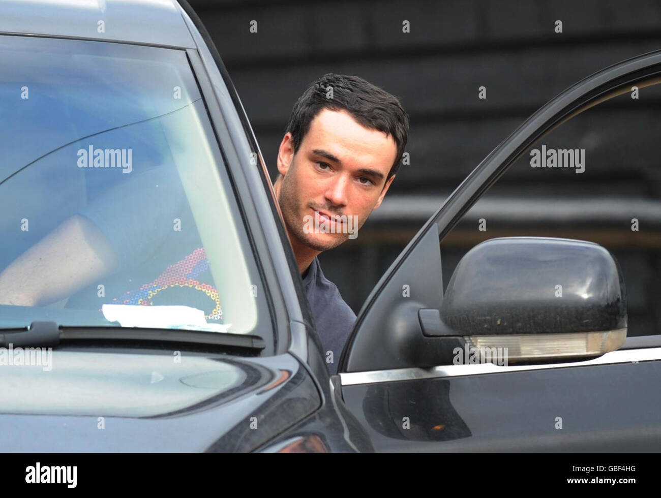 Jack Tweed, fiance of Jade Goody leaves her Essex home, today Stock ...