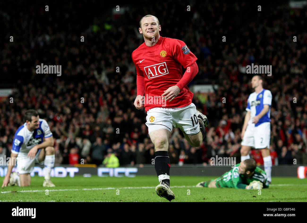 Manchester United's Wayne Rooney celebrates scoring their first goal of ...