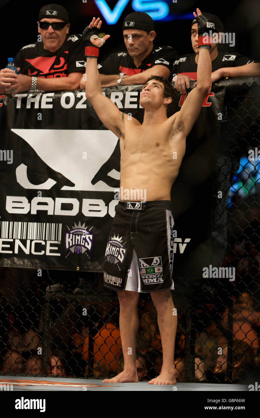 Mexico's Diego Sanchez in the octagon about to fight USA's Joe ...