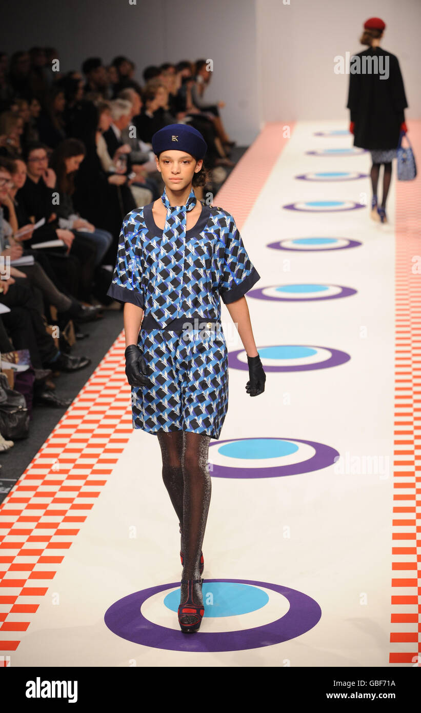 Models on the catwalk during the Eley Kishimoto fashion show during ...