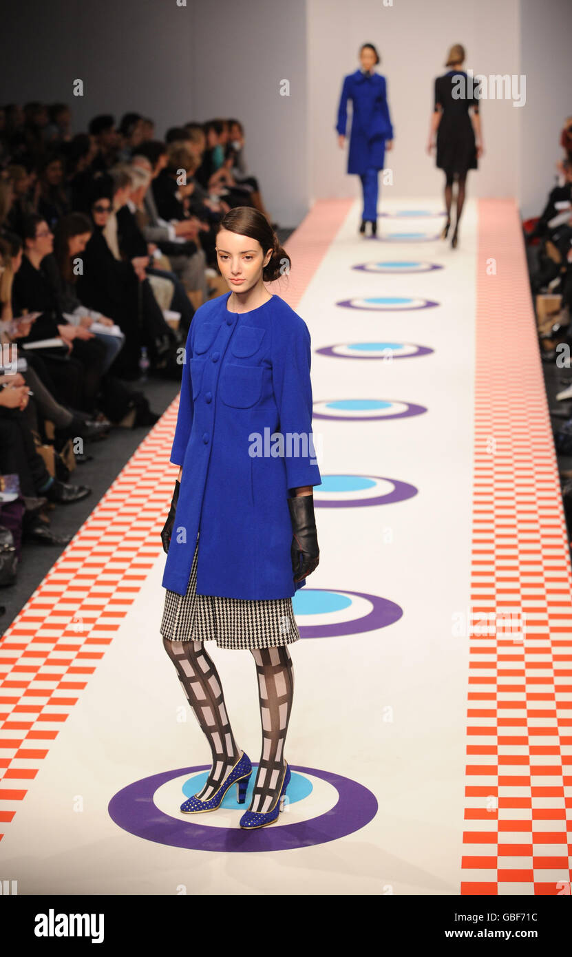 Models on the catwalk during the Eley Kishimoto fashion show during ...