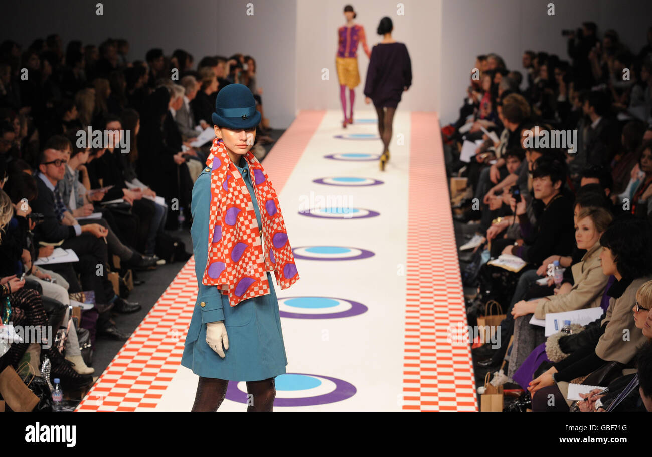Models on the catwalk during the Eley Kishimoto fashion show during ...