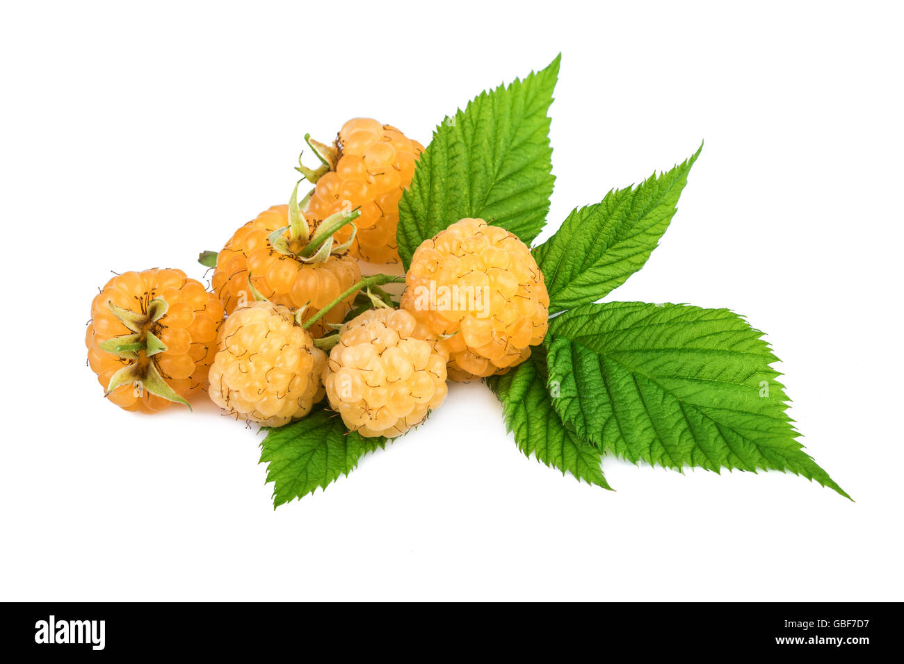 yellow raspberries isolated on white Stock Photo - Alamy