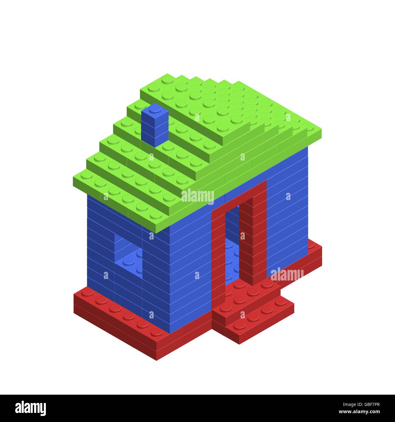 isometric 3D house from plastic construction bricks.toy plastic blocks ...