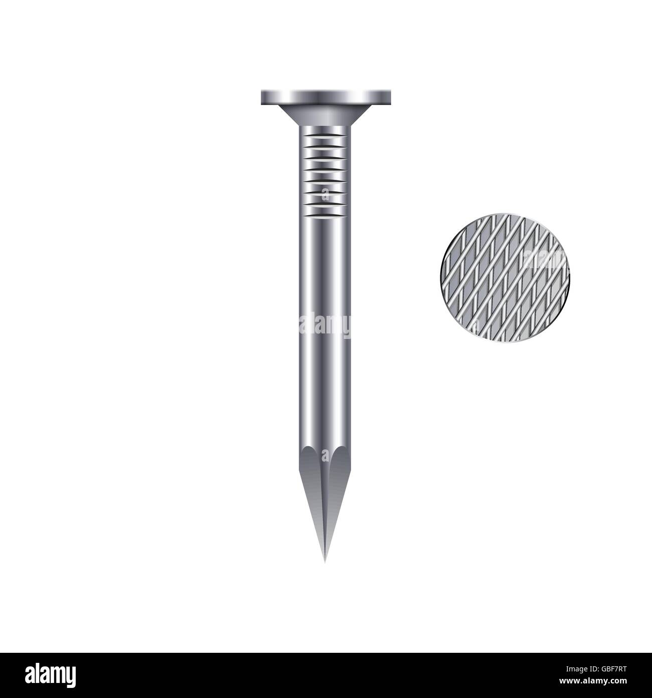 Realistic metallic nail isolated on white background. Vector ...