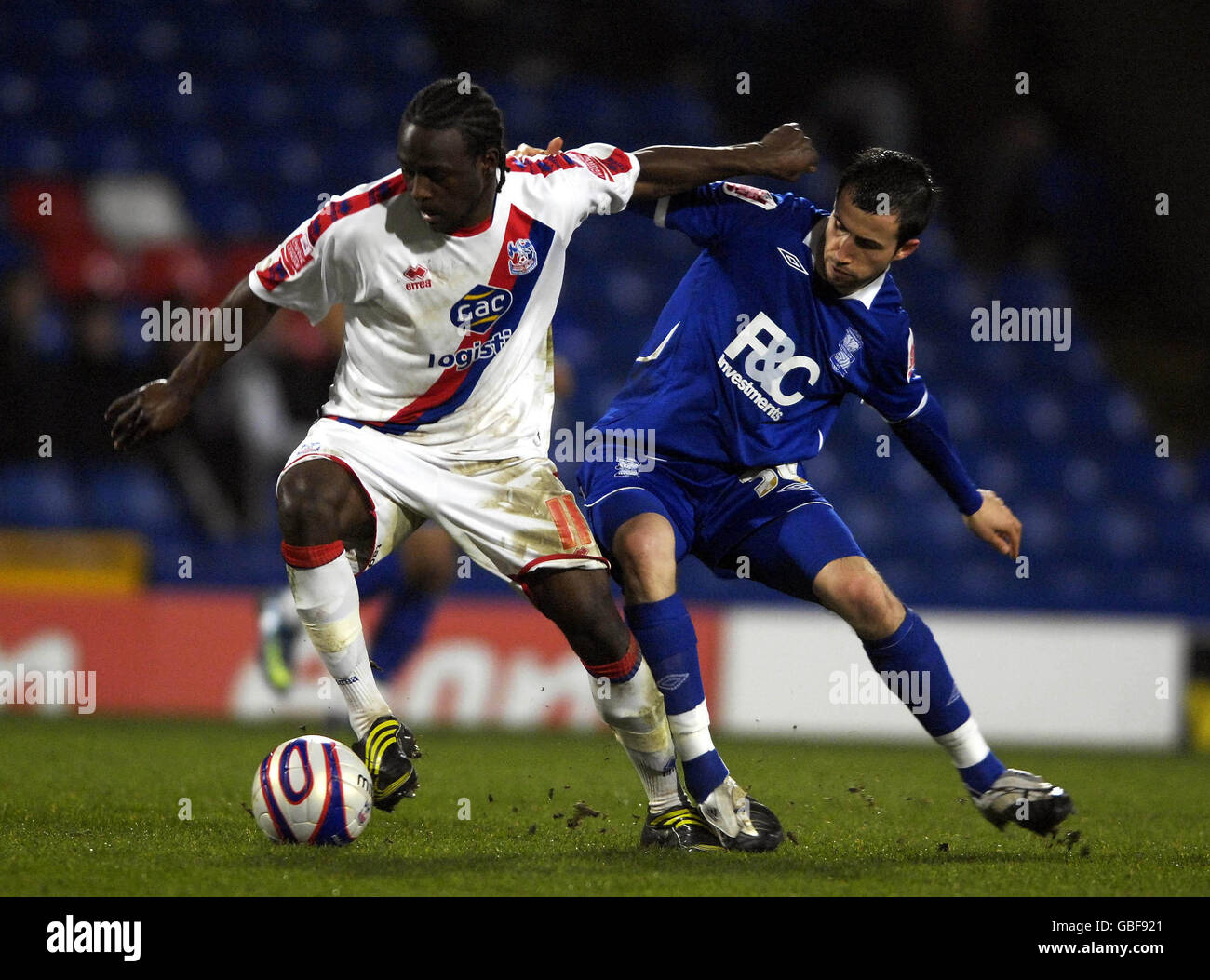 Crystal Palace's Victor Moses and Birmingham City's Keith Fahey battle ...