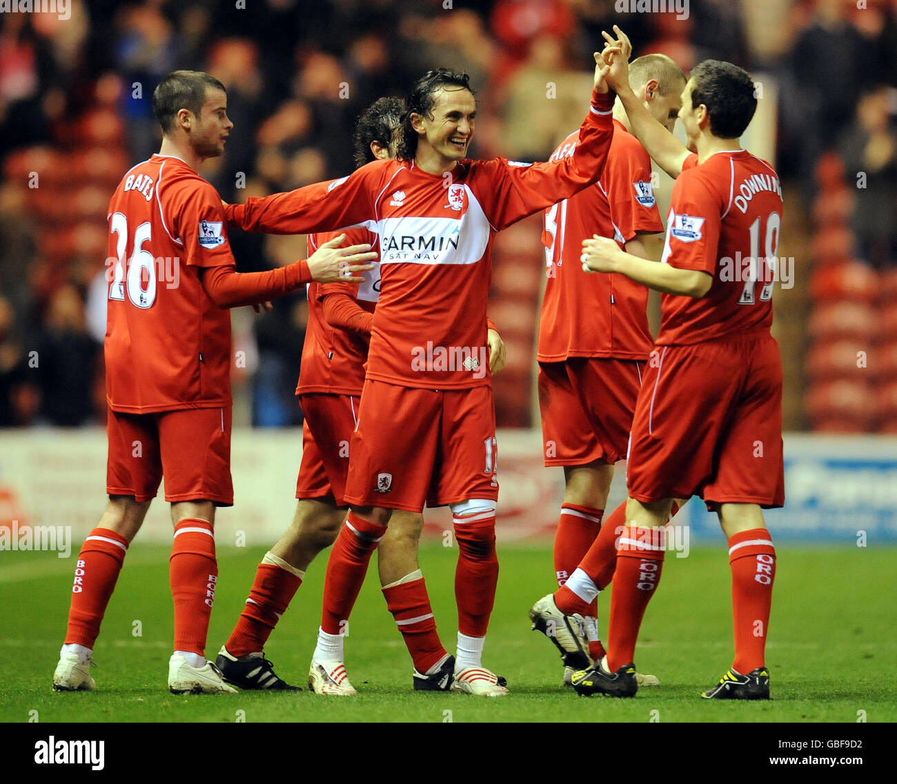 Middlesbrough's Tuncay Sanli (centre) celebrates his goal with team ...
