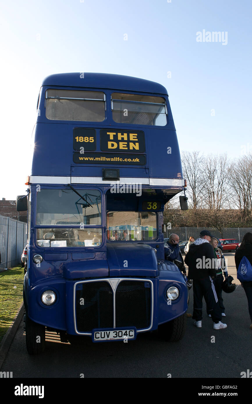 A bus outside the ground shows support for millwall hi-res stock ...