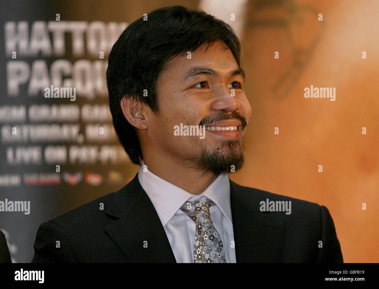 Manny Pacquiao during a promotional press event at the Trafford Centre ...