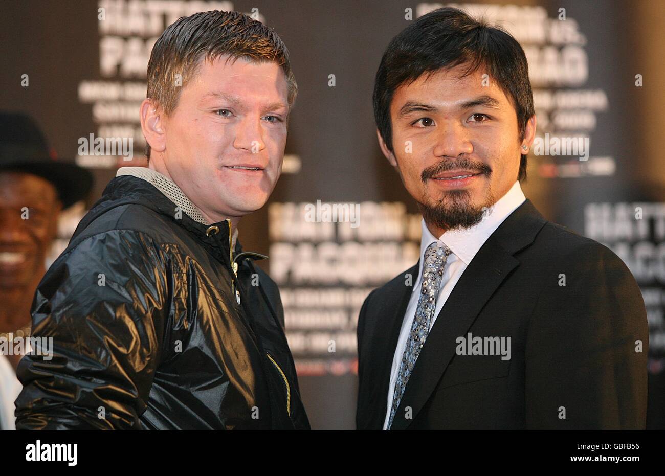 Ricky Hatton (left) and Manny Pacquiao (right) during a promotional ...