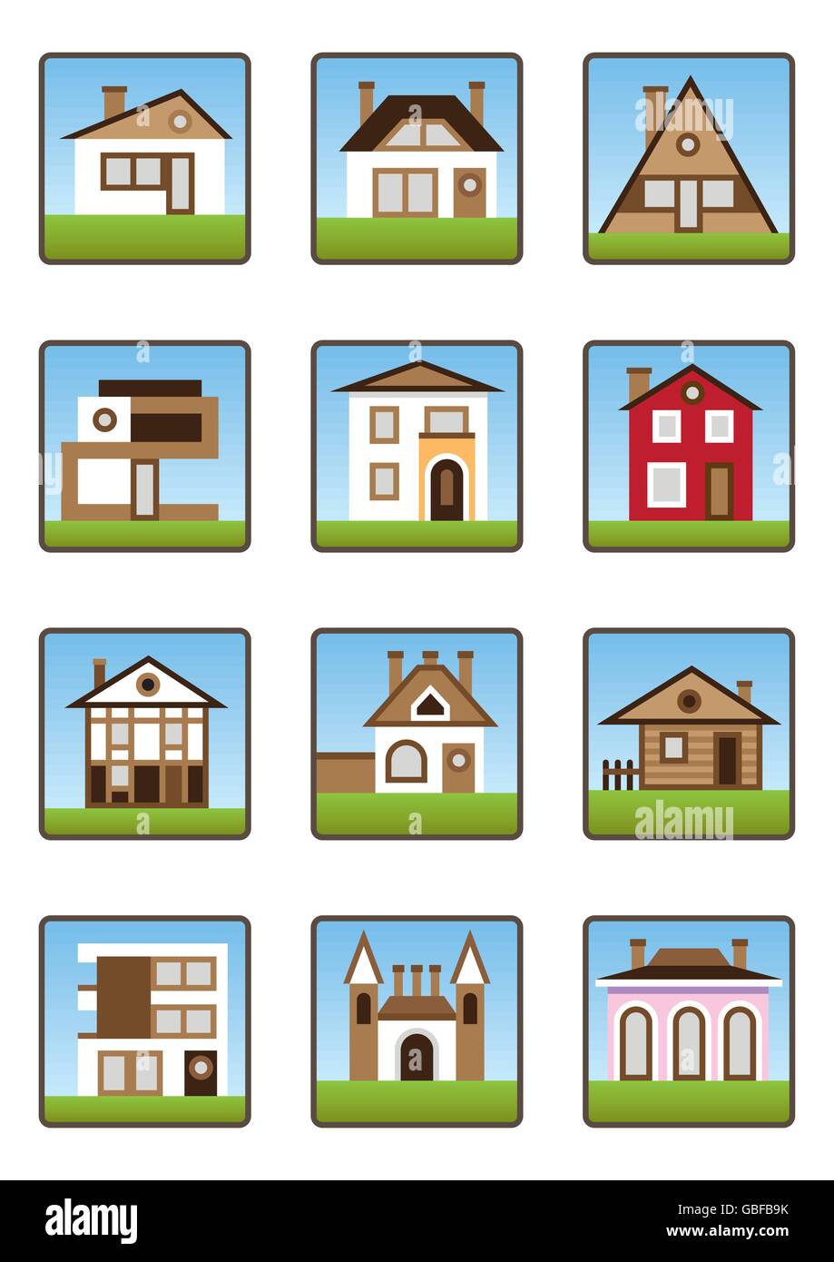 Private houses and homes icons set - vector Illustration Stock Vector ...
