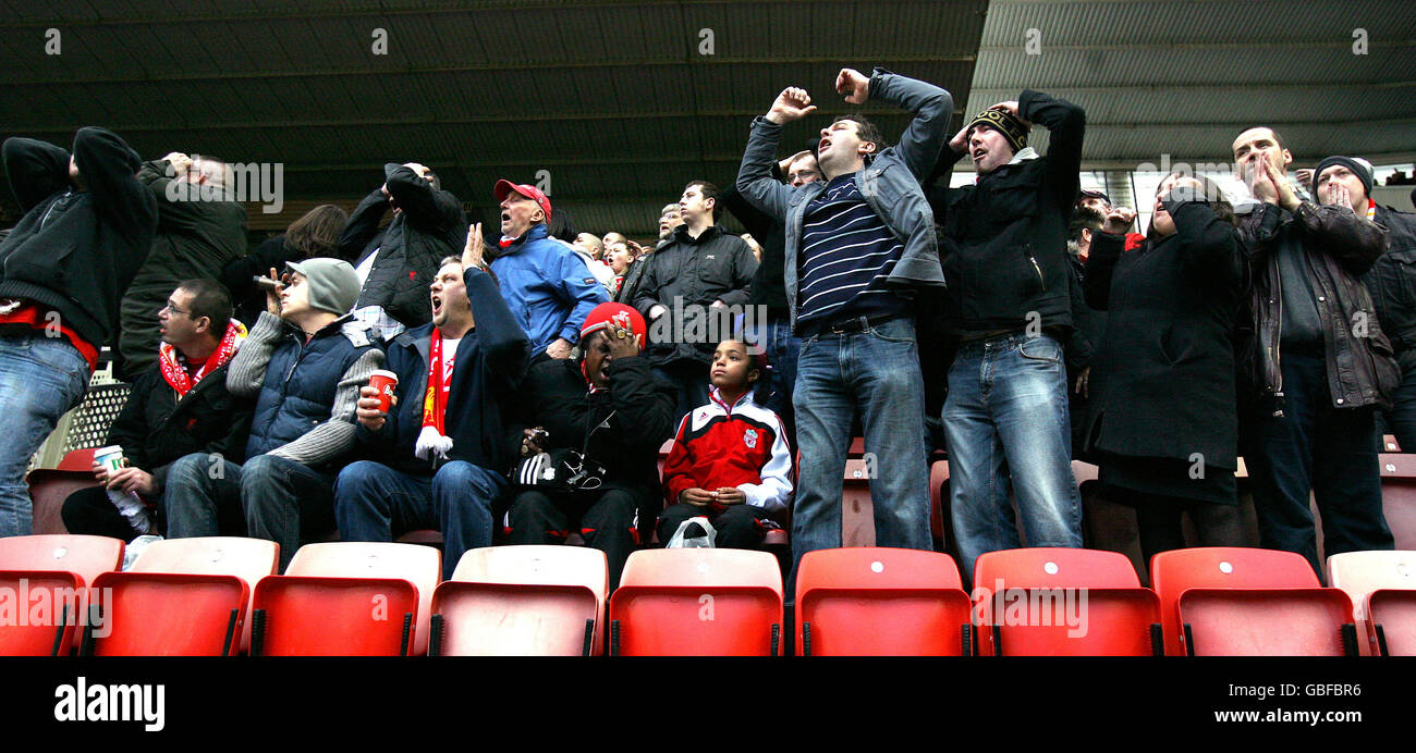 Liverpool fans sit frustrated in the at the riverside stadium hi-res ...