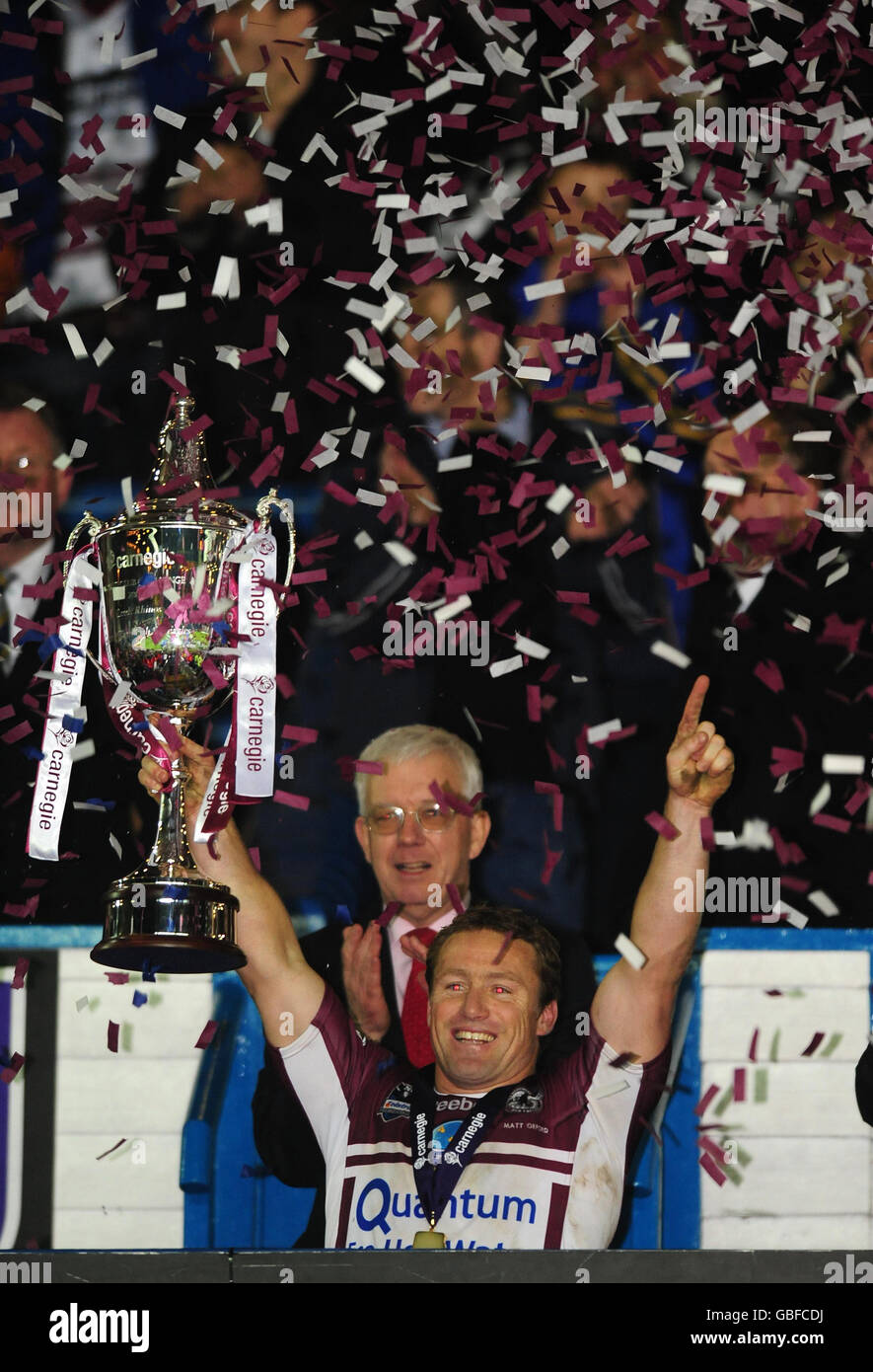 Manly Sea Eagles captain Matt Orford with the trophy as his team ...