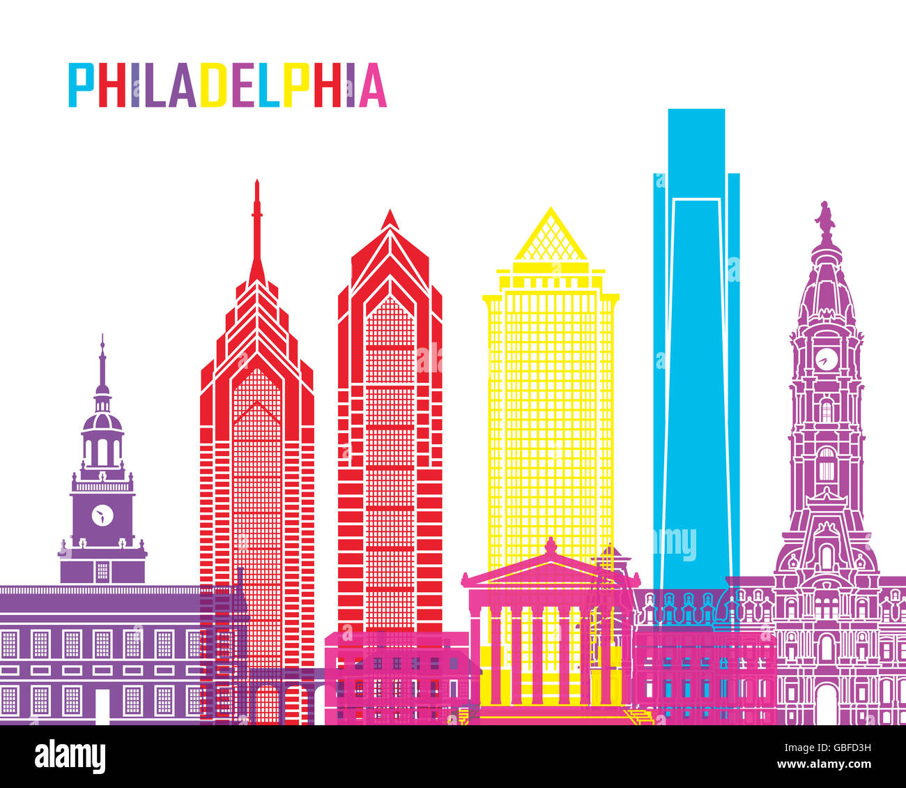 Philadelphia skyline vector hi-res stock photography and images - Alamy