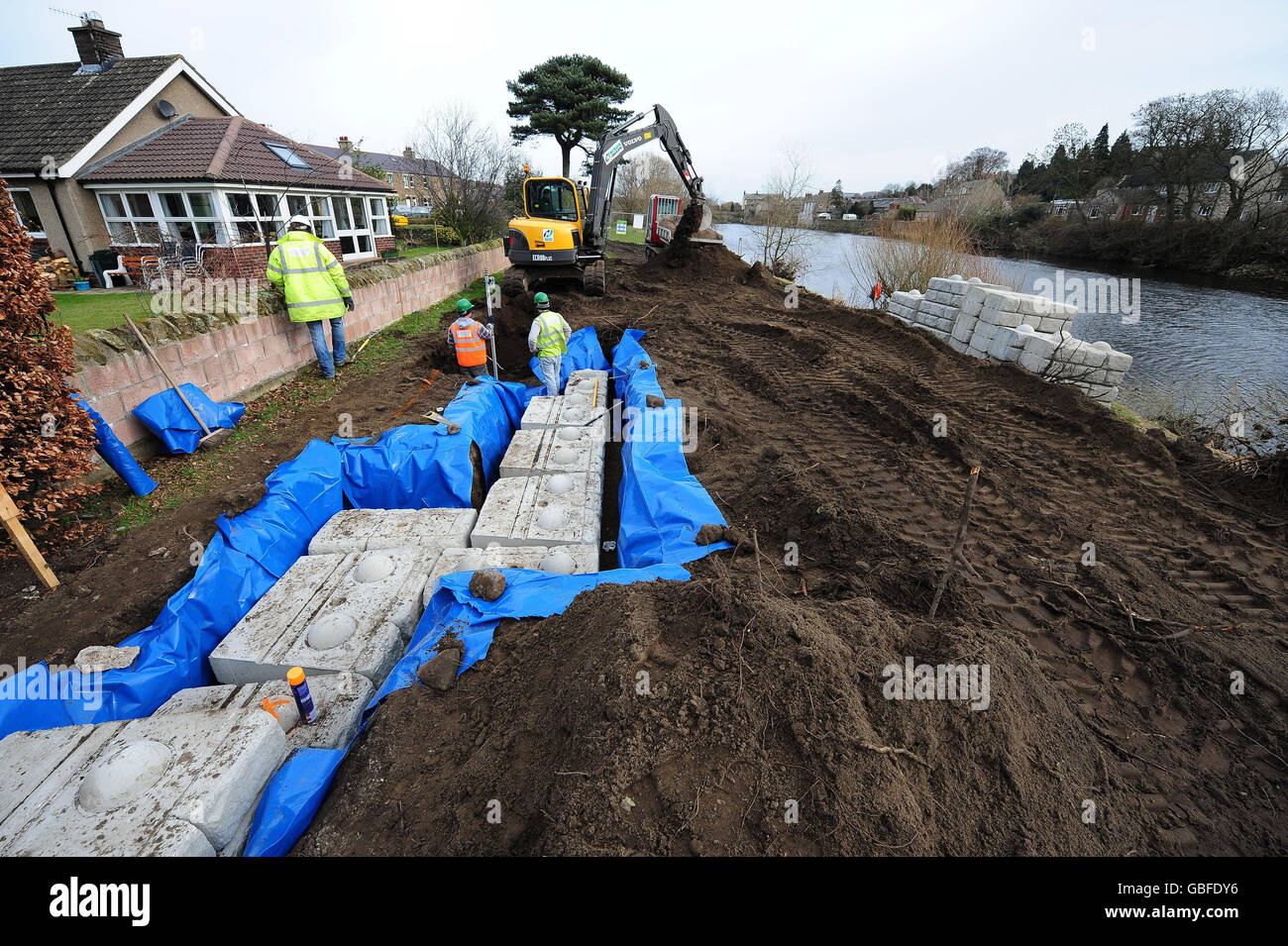 New flood defence blocks Stock Photo - Alamy