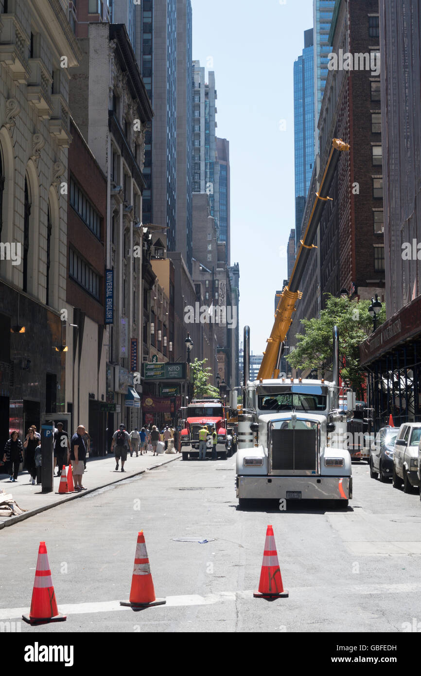 Street Closed for Construction Crane, NYC Stock Photo - Alamy