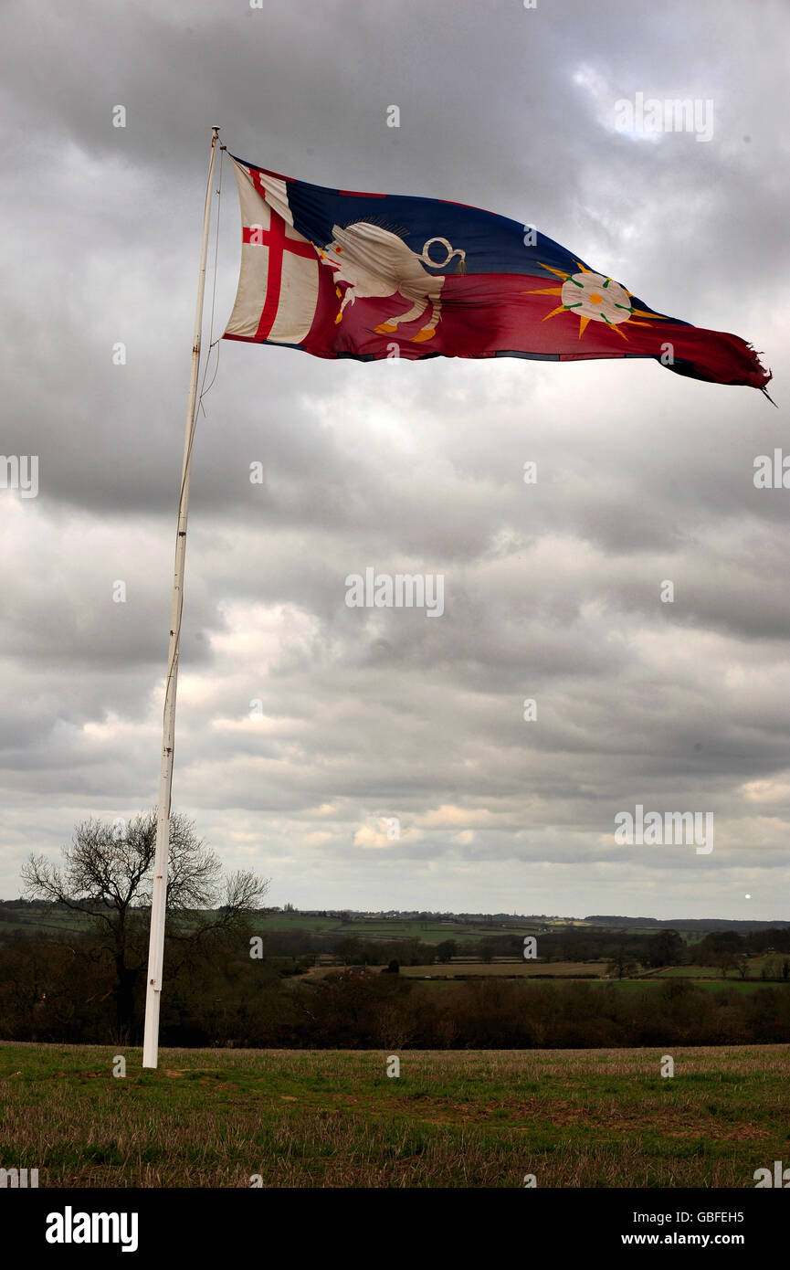 General view of the standard of Richard III and the Royal Army flying ...