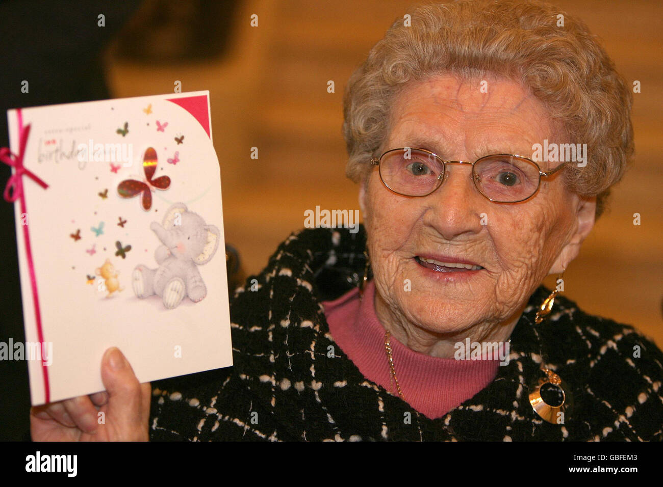 Mrs Sally Brady with her birthday card from deputy First Minister ...