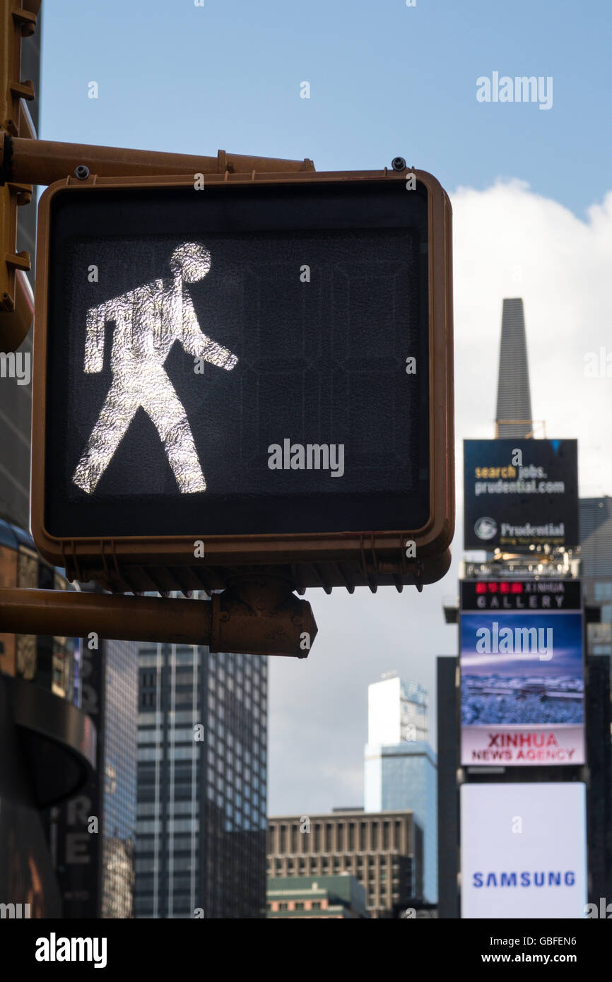 Pedestrian Crosswalk Signal in Times Square, NYC Stock Photo - Alamy