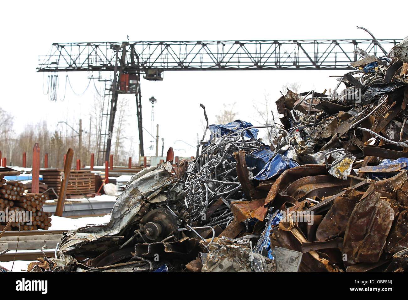 large pile of scrap metal for further processing Stock Photo - Alamy