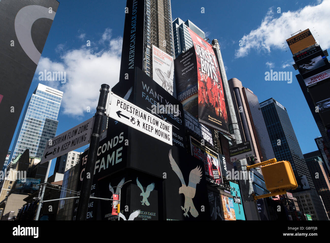 Pedestrian Flow Zone Walk Signs in Times Square, Midtown Manhattan, New ...
