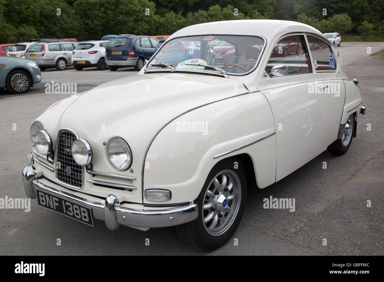 Old Cream Colored Saab Car Stock Photo - Alamy