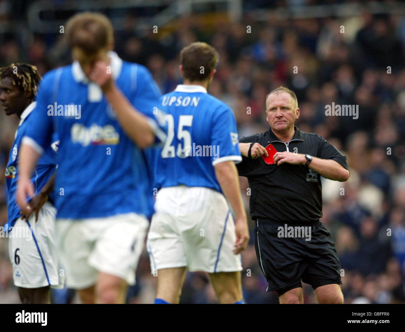 Birmingham City's Kenny Cunningham (foreground) is sent off by referee ...