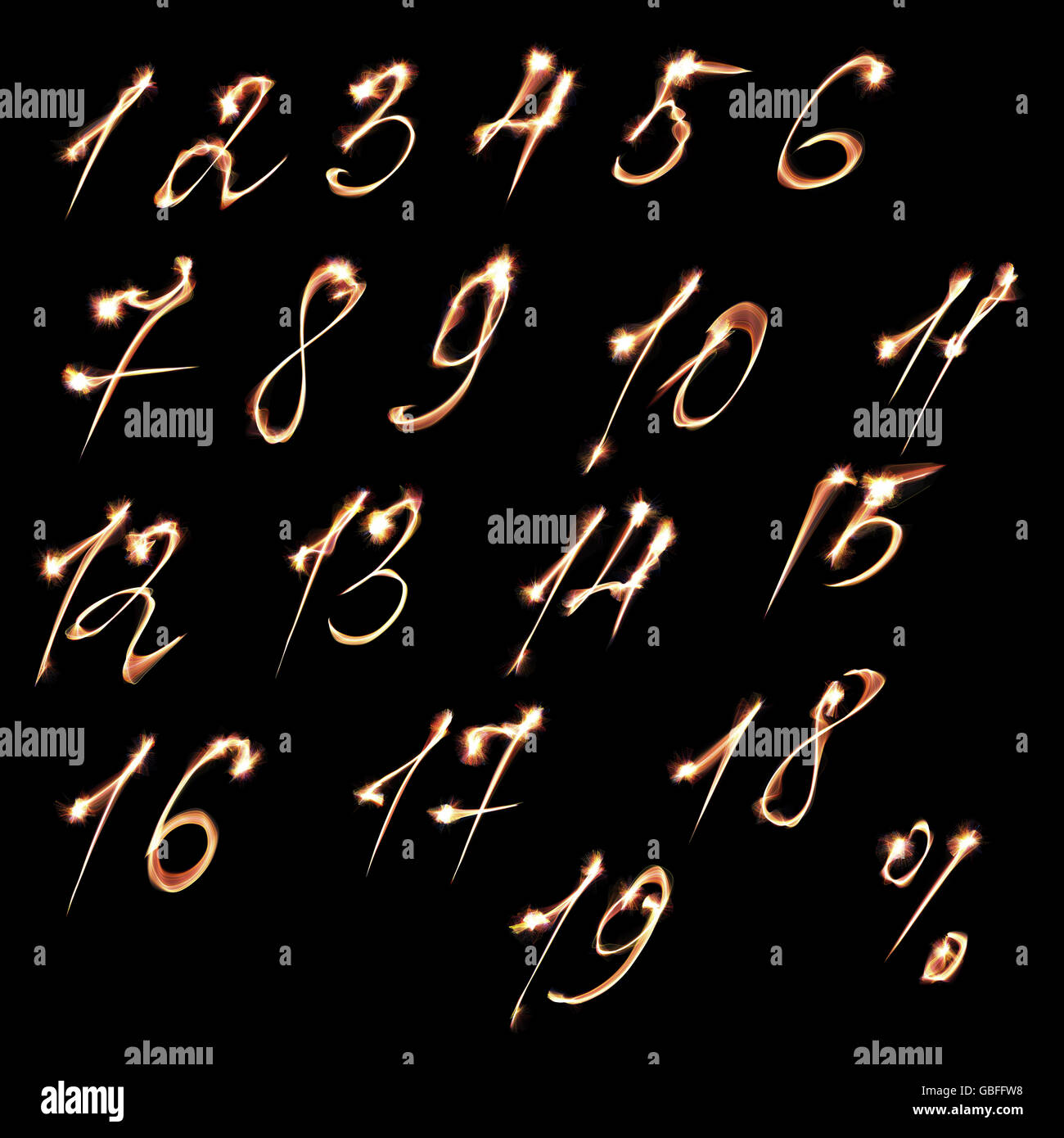 Set of fire burning arabic numbers Stock Photo - Alamy