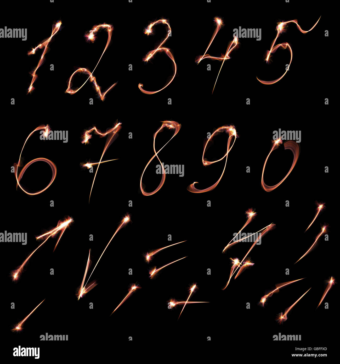 Set of fire burning arabic numbers Stock Photo - Alamy