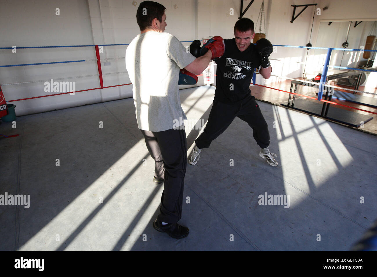 Boxer Frankie Gavin (right) with trainer Anthony Farnell during a ...