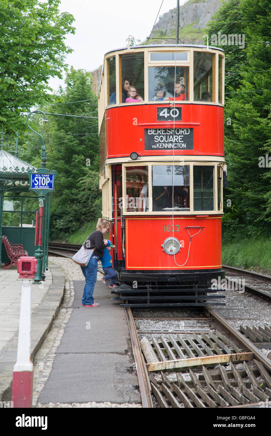 London Tram at National Tramway Museum and Village, Crich, Derbyshire ...