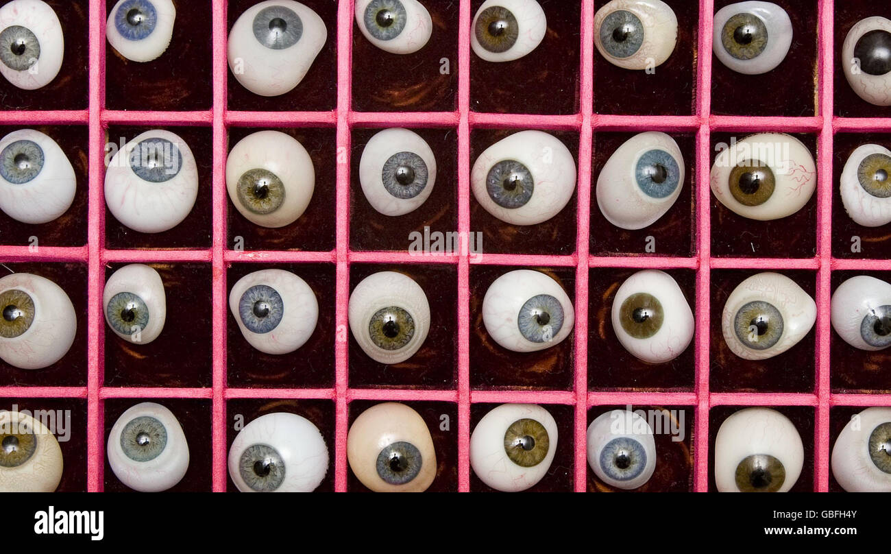 Glass eyes are photographed in the Science Museum object store in ...