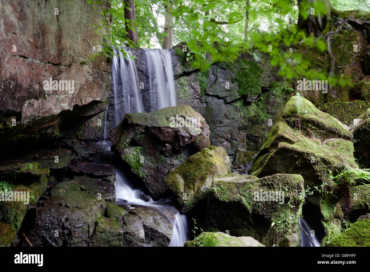 The Pont Burn waterfall in county Durham Stock Photo - Alamy