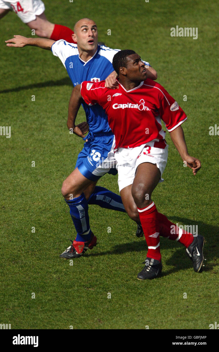 Nottingham Forest Wes Morgan (r) and Millwall's Daniele Dichio (l Stock ...