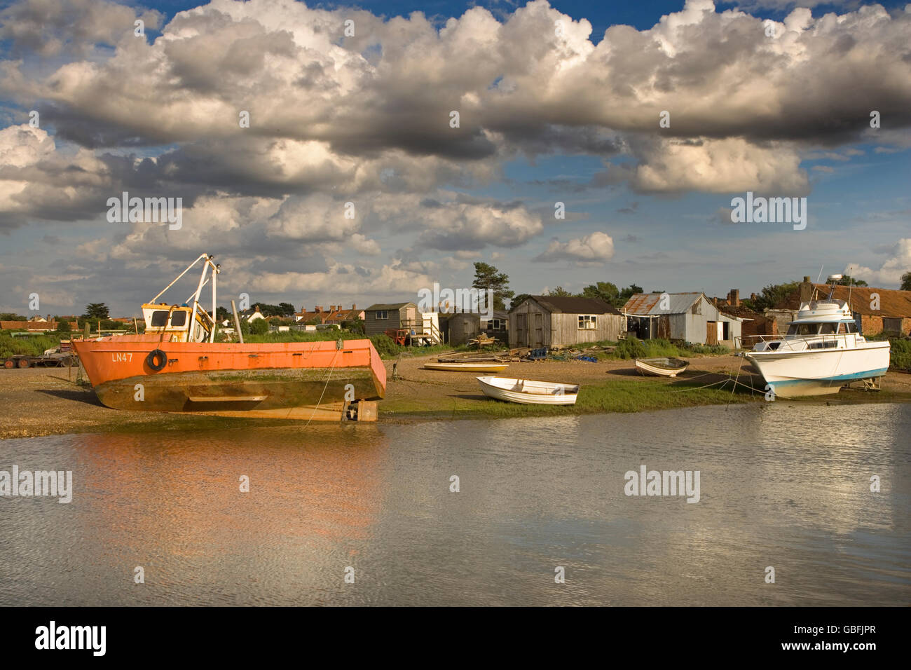 Fishing boats at Brancaster Staithe Norfolk UK July Stock Photo - Alamy