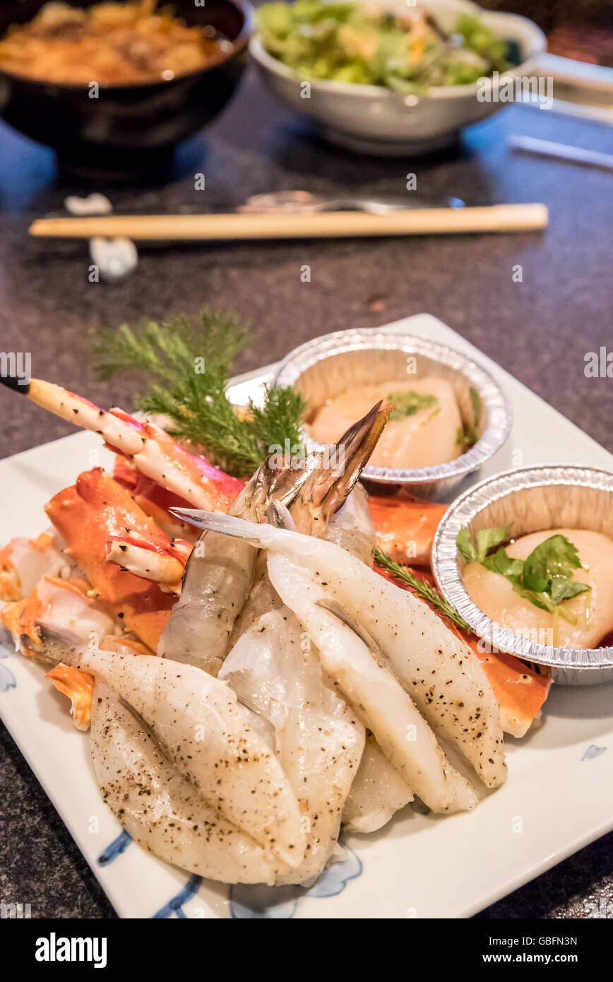 Fresh seafood set for japanese yakiniku Stock Photo - Alamy