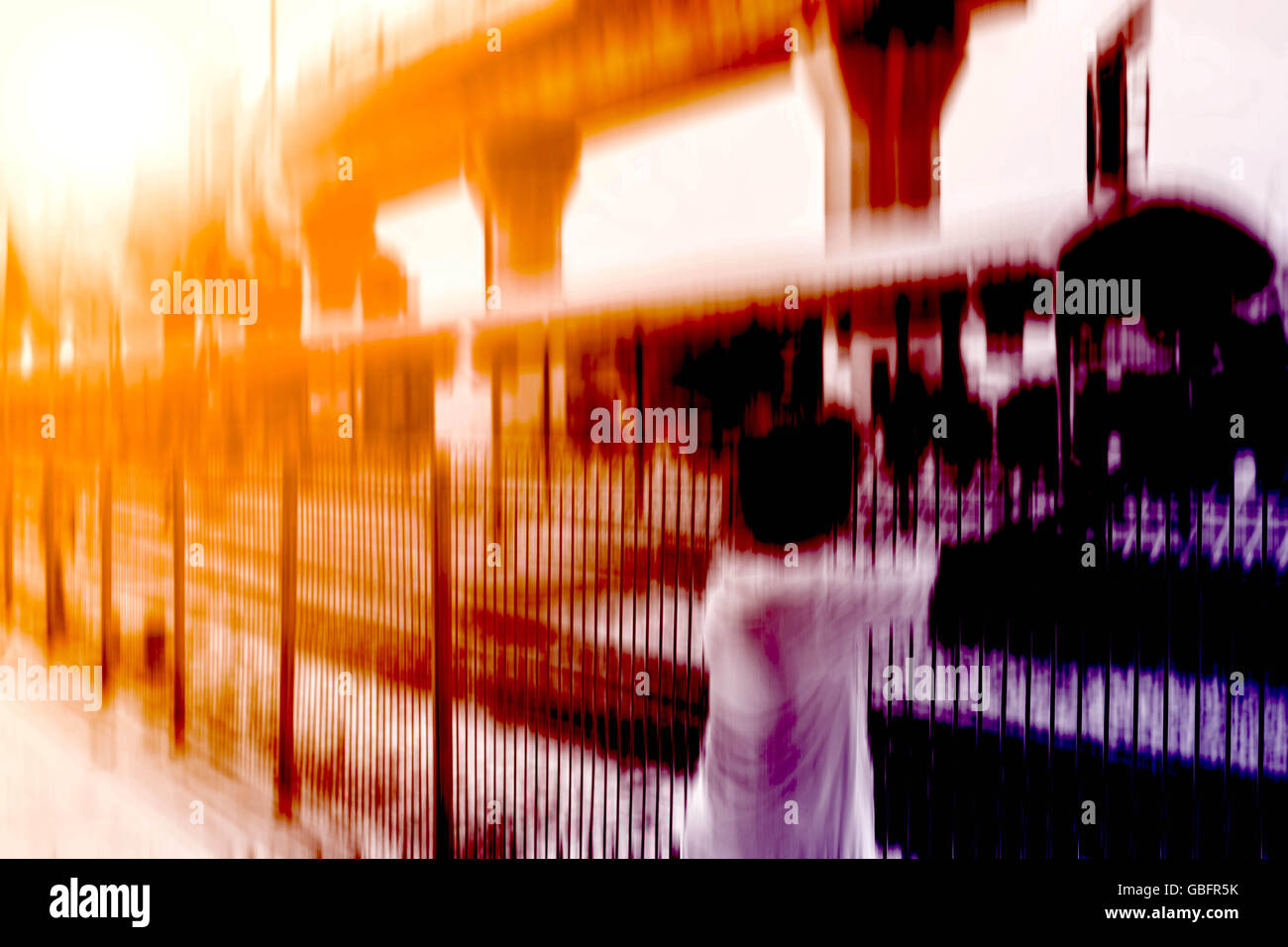 Blur boy was standing at the station Stock Photo - Alamy