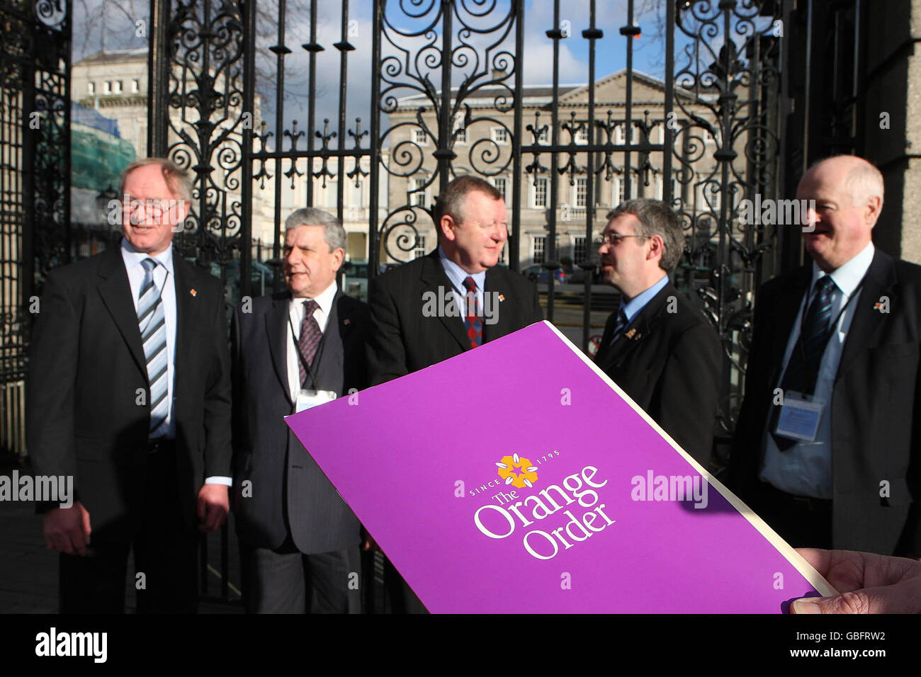 Orange order delegates meet education minister Stock Photo - Alamy
