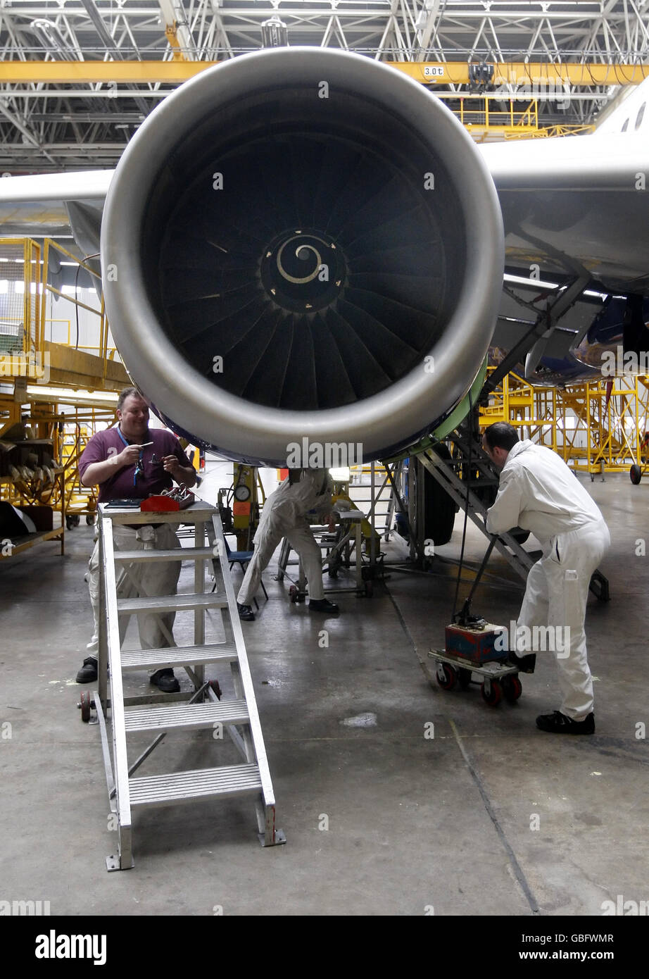 A generic stock photo of British Airways Maintenance workers in a ...