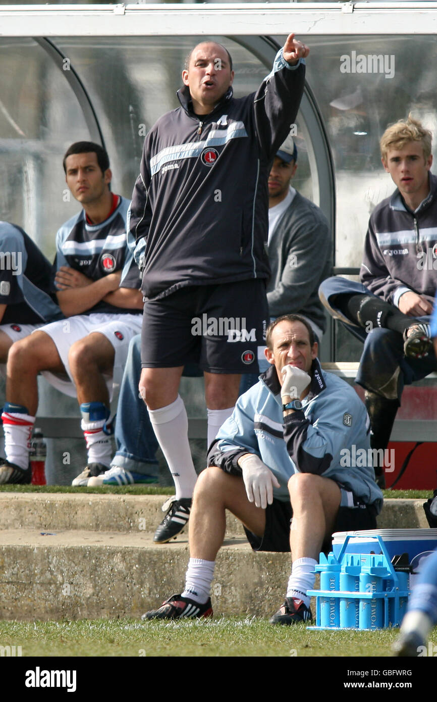 Charlton Athletic's coach Damian Matthew during the match Stock Photo ...