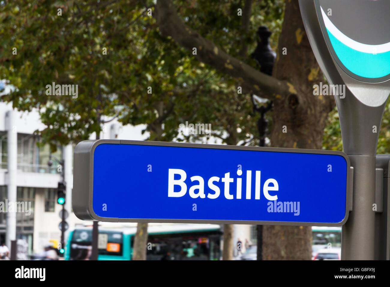 Bus stop for bastille, Paris in France Stock Photo - Alamy