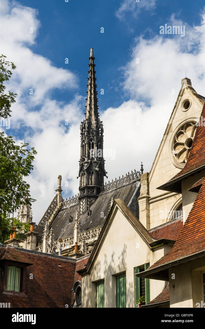 Street view with spire. Paris, France, Europe Stock Photo - Alamy