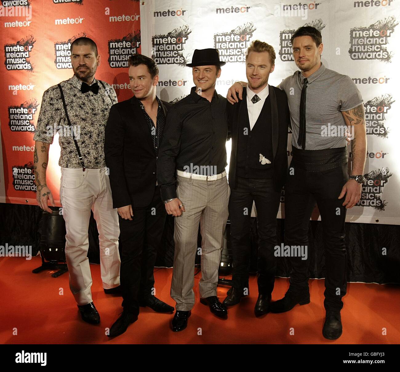 Boyzone arriving at the Meteor Ireland Music Awards 2009, at the RDS ...