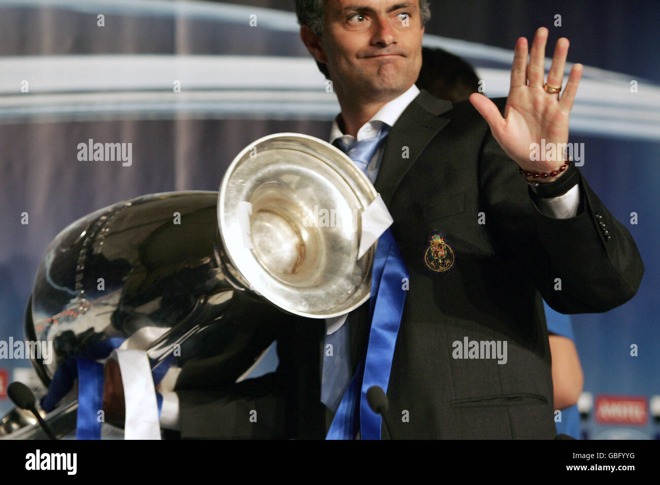 FC Porto's coach Jose Mourinho walks of with with the UEFA Champions ...