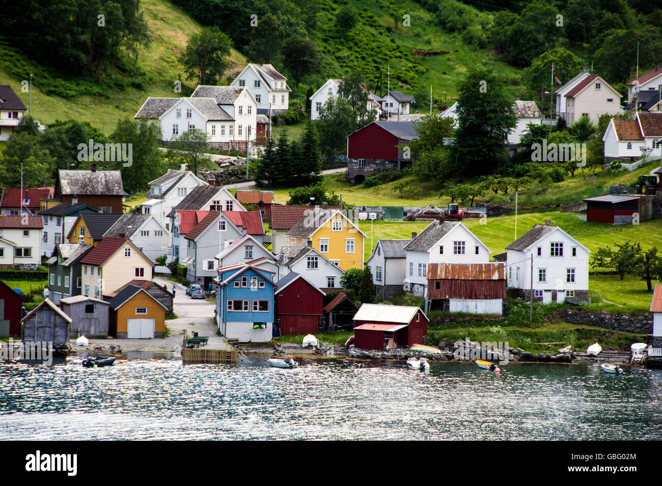 A small village on the side og Geirangerfjord Stock Photo - Alamy